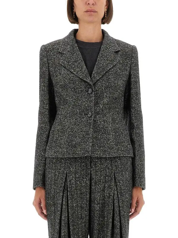 Dolce & Gabbana Single-breasted Jacket In Wool Blend Dot - Gray