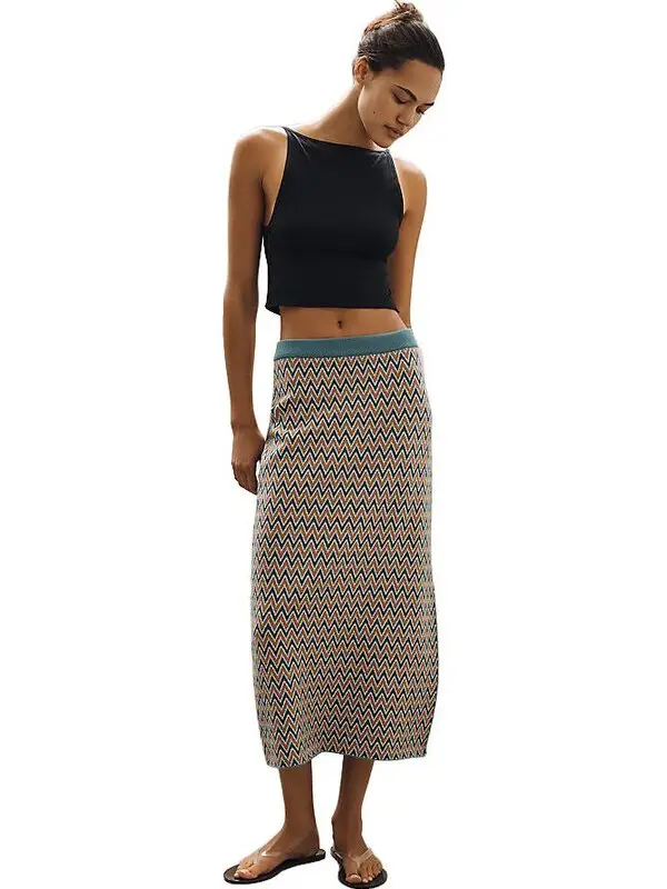 Spiritual Gangster Mystic Trail Midi Skirt - Blue Pattern