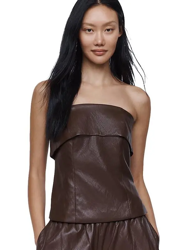 Avec Les Filles Faux Leather Strapless Top - Java