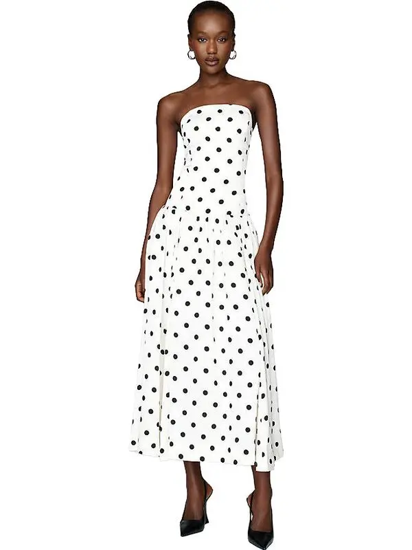 Endless Rose Cotton Len Blend Midi Dress - White Dot