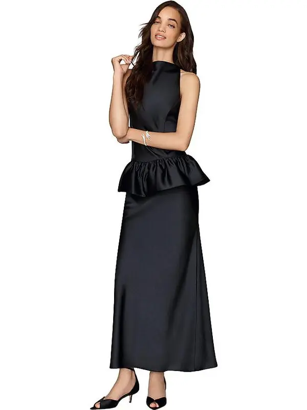 Bhldn Sat Peplum Maxi Dress - Black