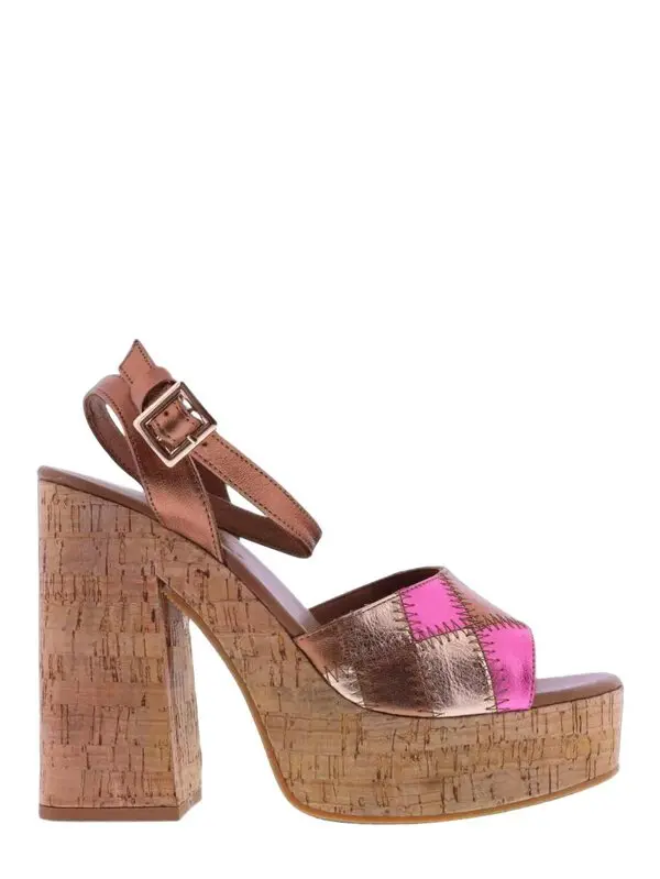 INUOVO Patchwork Platform Sandals - Brown