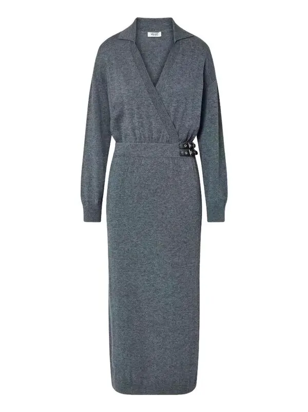 Liu Jo Dress In Knit With Buckles - Grey