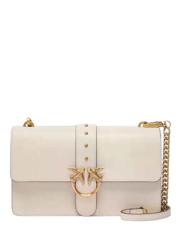 Pinko Medium Love Bag One Leather Handbag With New Buckle - Neutrals