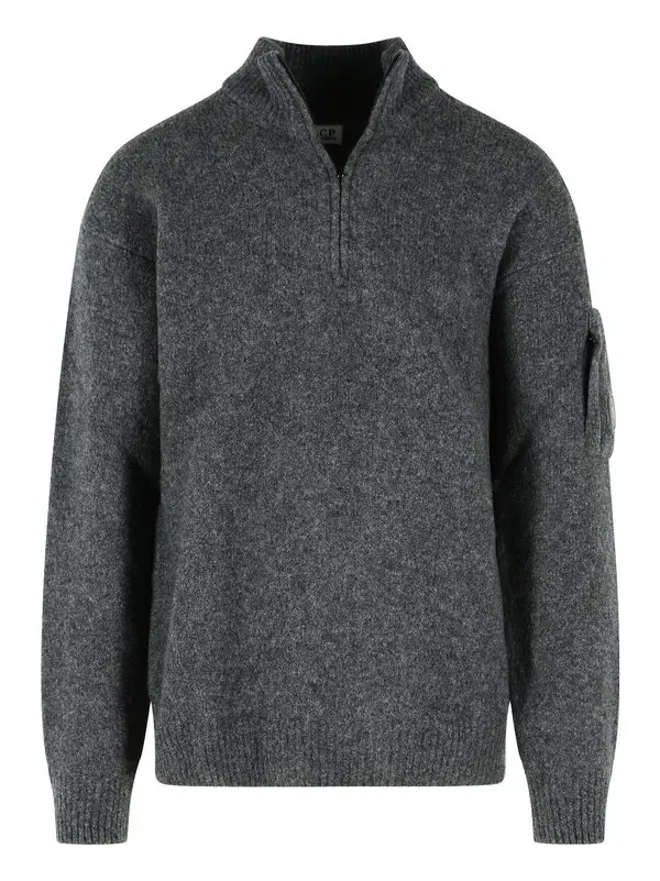 C.P. COMPANY Grey Wool Blend Sweater - Gray
