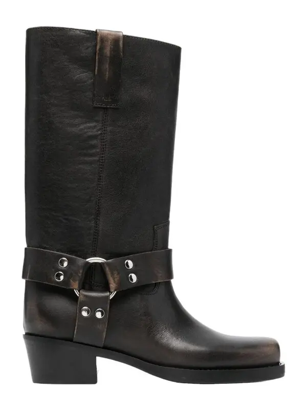 Paris Texas Faded-effect Harness Boots - Black