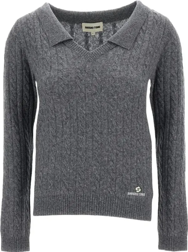 SHUSHU/TONG V-neck Sweater - Grey