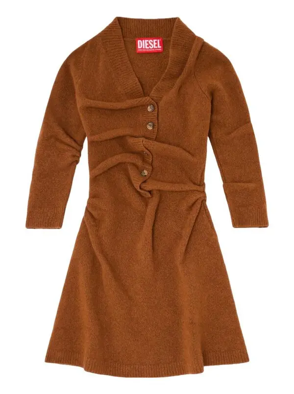 DIESEL® Button Detailed V-neck Cardigan - Brown
