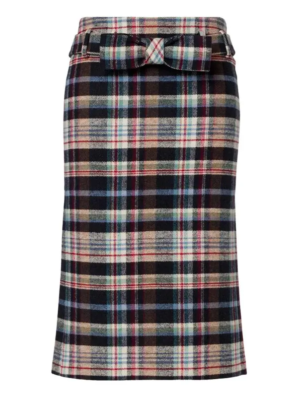 SHUSHU/TONG Bow-detail Checked Midi Skirt - No