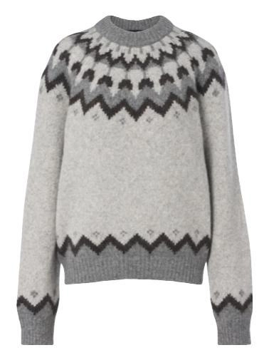 NILI LOTAN Alan Fair Isle Pattern Sweater - Gray