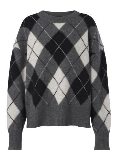 NILI LOTAN Donnika Diamond-pattern Sweater - Grey