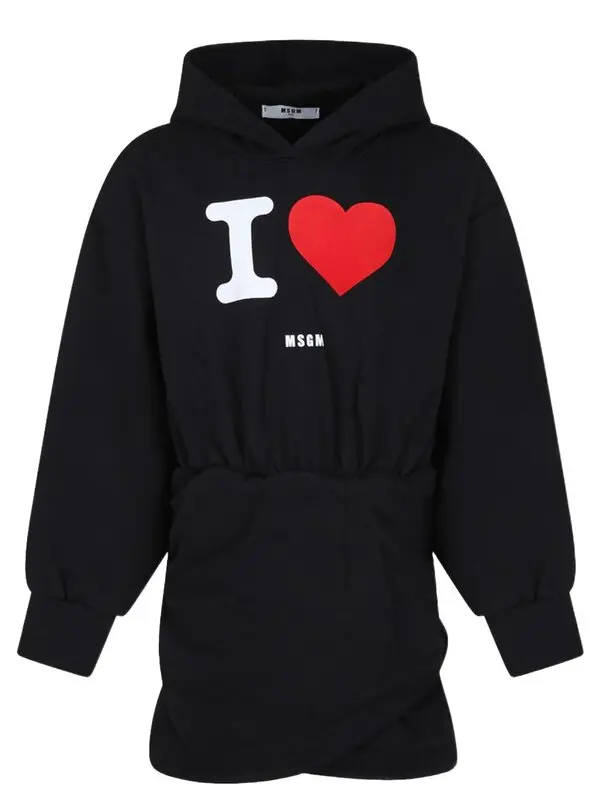 MSGM Logo-print Hooded Dress - Black