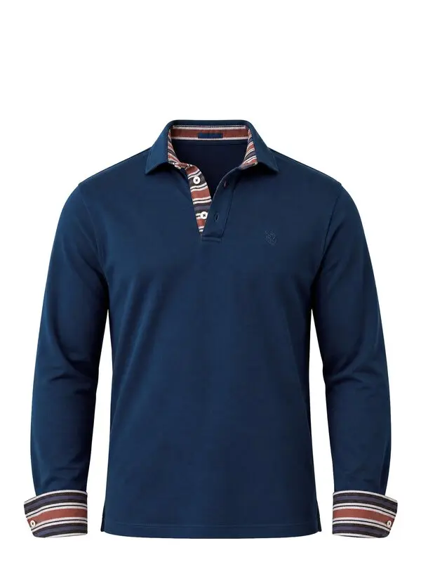 KOY CLOTHING Navy Long Sleeved Polo - Blue