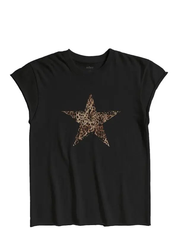 OTHER UK Leopard Star Rocker Tee Aged - Black