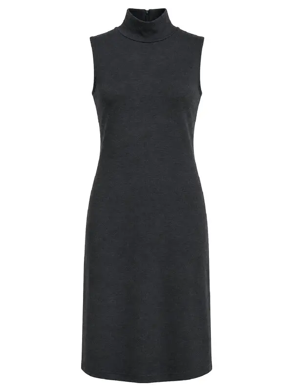 CONQUISTA Charcoal Sleeveless High-neck Fitted Dress - Grey