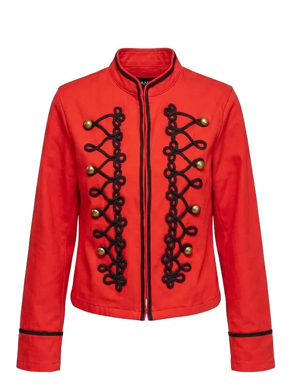 TANTRA SPAIN SL Military-style Jacket With Drawstring, Trim, And Gold Buttons - Red