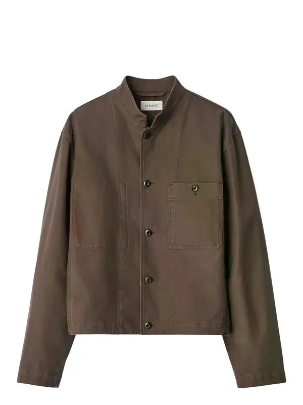 LEMAIRE Stand-collar Jacket In Heavy Cotton Twill - Brown