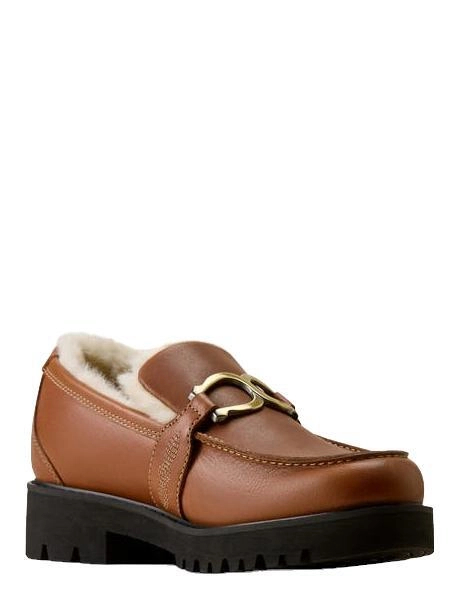 Ariat Stratford Faux Shearling Lined Leather Loafer - Aged Cognac