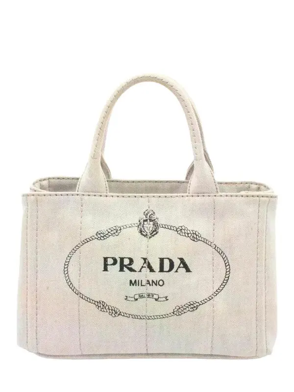 Prada 2013-2026 Small Canvas Canapa Logo Tote Satchel - Neutrals