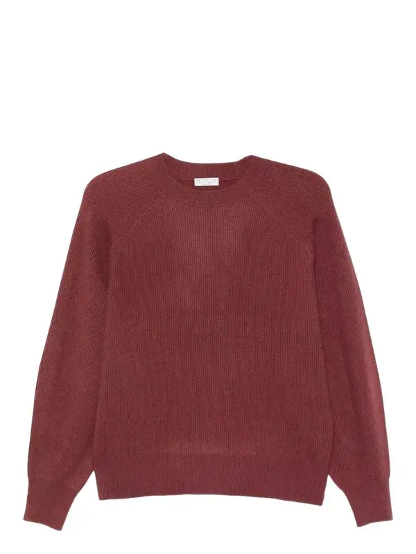 Brunello Cucinelli Ribbed-knit Raglan-sleeve Sweater - Red