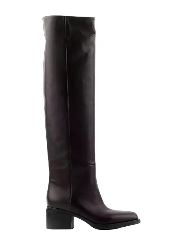 Elena Iachi Square-toe Leather Boots - Brown