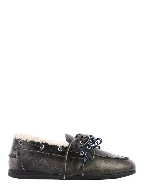 TORAL SHOES Harvey Shearling-lined Boat Shoes - Black