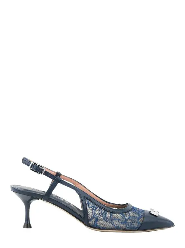 MOROBÉ Delilah Lace-panel Slingback Pumps - Blue