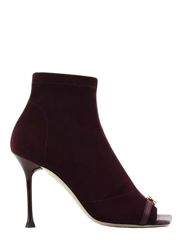 MOROBÉ Lena 03 Gold-tone Plaque Boots - Red