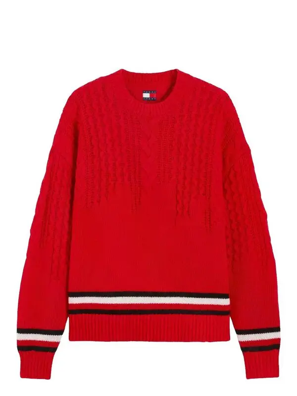 Tommy Hilfiger Cable-knit Striped Sweater - Red