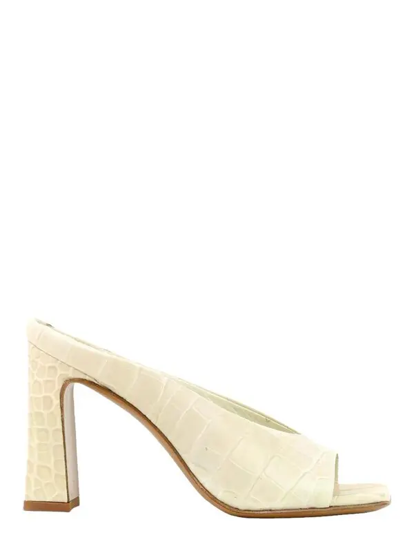PAUL WARMER Crocodile-embossed Leather Mules - Neutrals