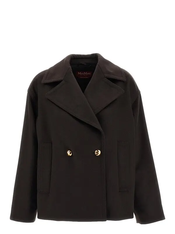 Max Mara Double-breasted Pure Wool Drap Peacoat - Multicolor