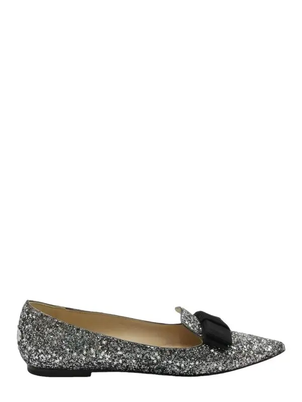 JIMMY CHOO Gala Bow Loafers - Silver