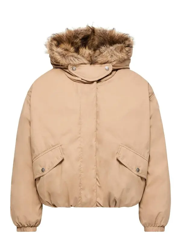 Moncler Cheveche Hooded Short Down Jacket - Beige