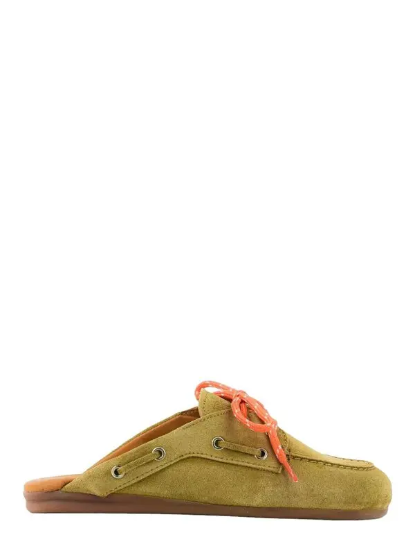 POSA Lace-up Suede Mules - Brown