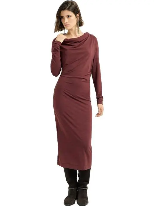 Brunello Cucinelli Techno Wool Jersey Dress With Draping And Monili - Red