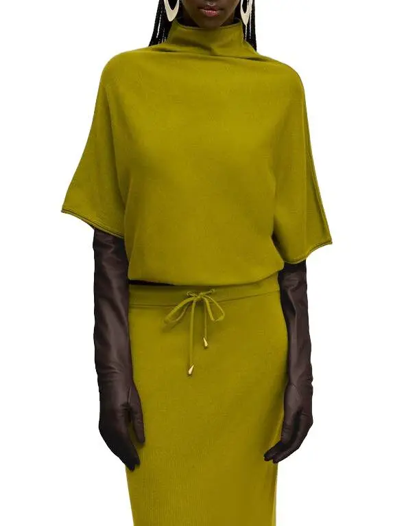Cult Gaia Azalea Funnel Neck Knit Top - Chive