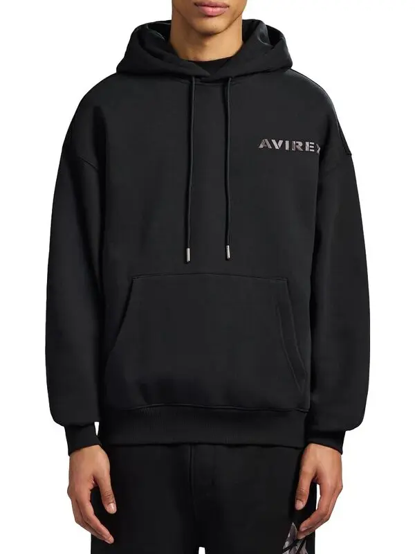 AVIREX Camo Big 'a' Oversize Hoodie - Black