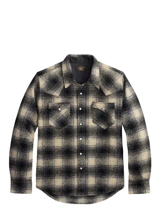 Double Rl Jacquard Wool Blend Shirt - Black/multi