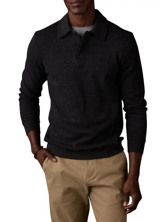 THE NORMAL BRAND Puremeso Fleece Polo Sweater - Phantom
