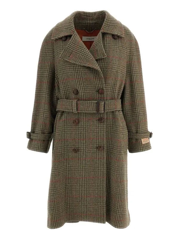 GOLDEN GOOSE Trench Coat Prince Of Whales Shetlaand Wool - Multicolor