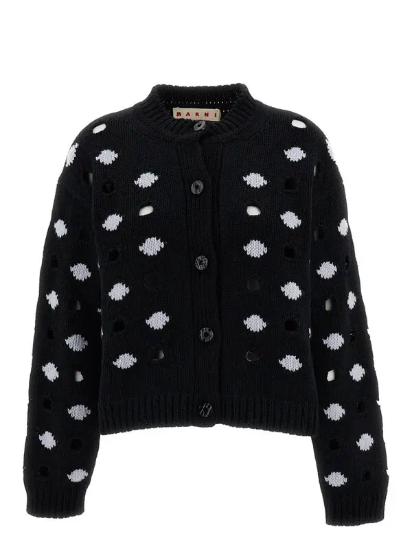 Marni Wool And Cashmere Contrast Jacquard Cardigan - Multicolor