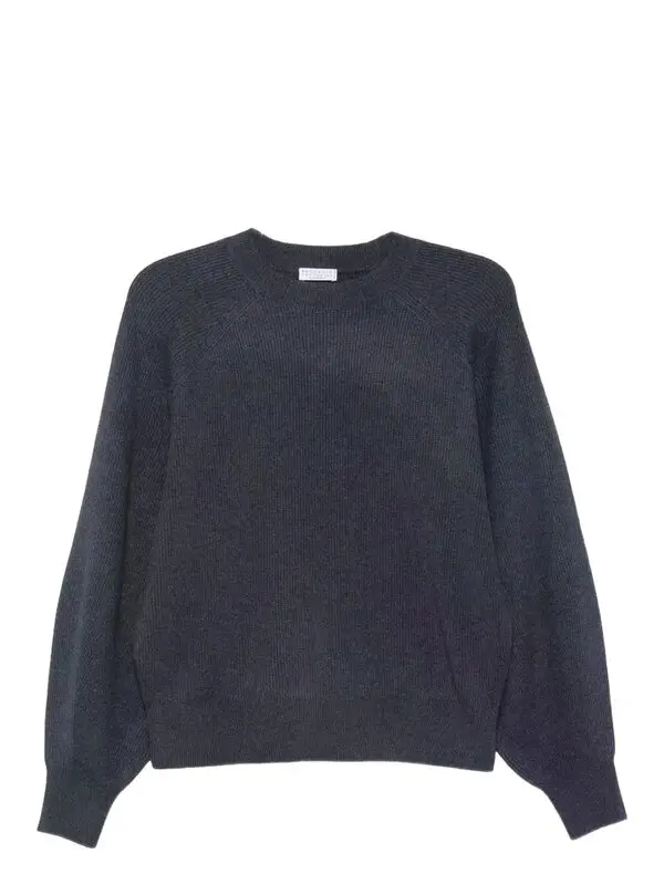 Brunello Cucinelli Ribbed-knit Raglan-sleeve Sweater - Blue