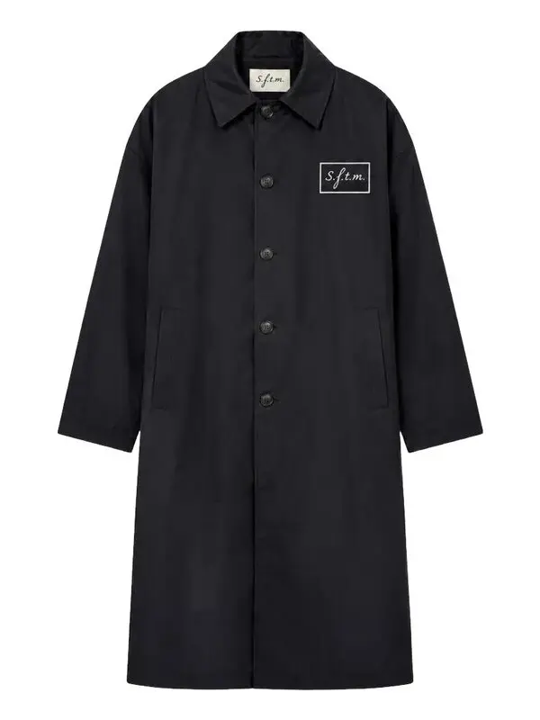 SONG FOR THE MUTE Logo-patch Single-breasted Coat - Black