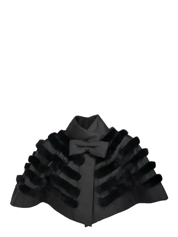 Giorgio Armani Bow-detail Cape Coat - Black
