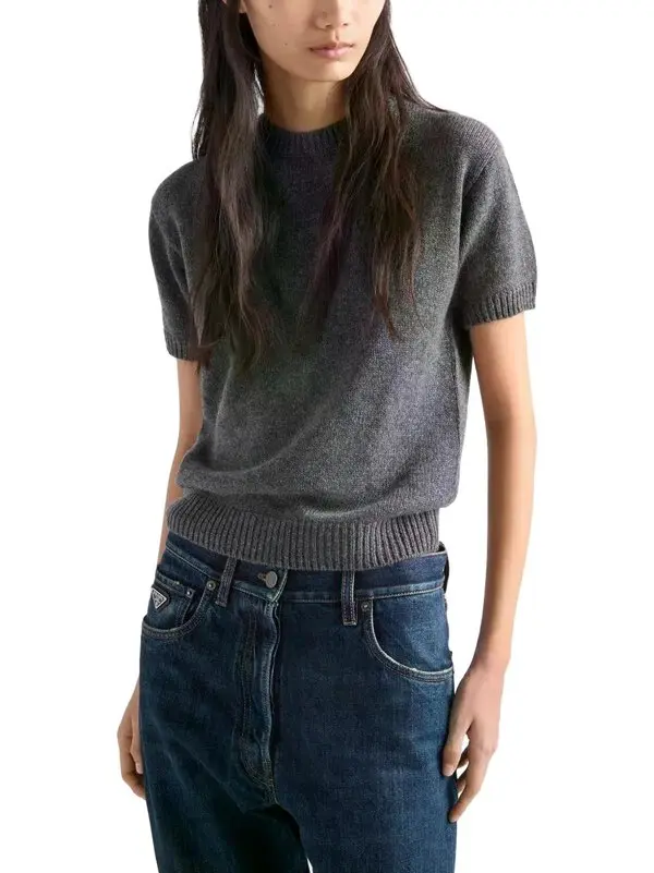 Prada Short-sleeved Cashmere Sweater - Grey