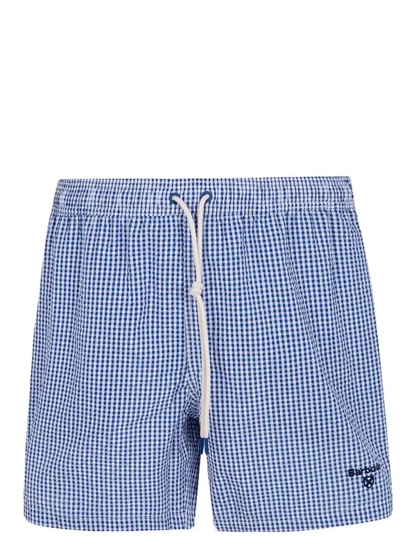 Barbour Gingham-check Seersucker Swim Shorts - Blue
