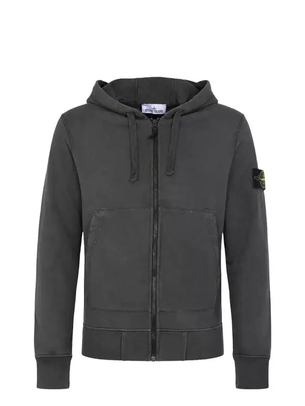 Stone Island Logo-patch Raglan-sleeve Hoodie - Grey