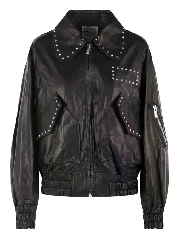 Noir Kei Ninomiya Stud-embellished Leather Jacket - Black