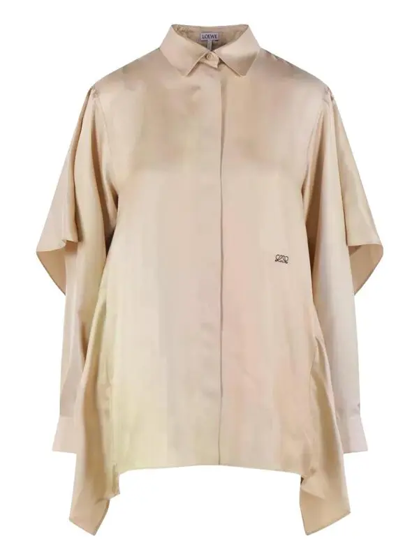 Loewe Cape Shirt In Silk - Neutrals