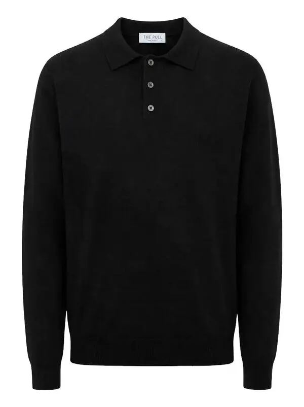 THE PULL Long-sleeve Polo-collar Sweater - Black